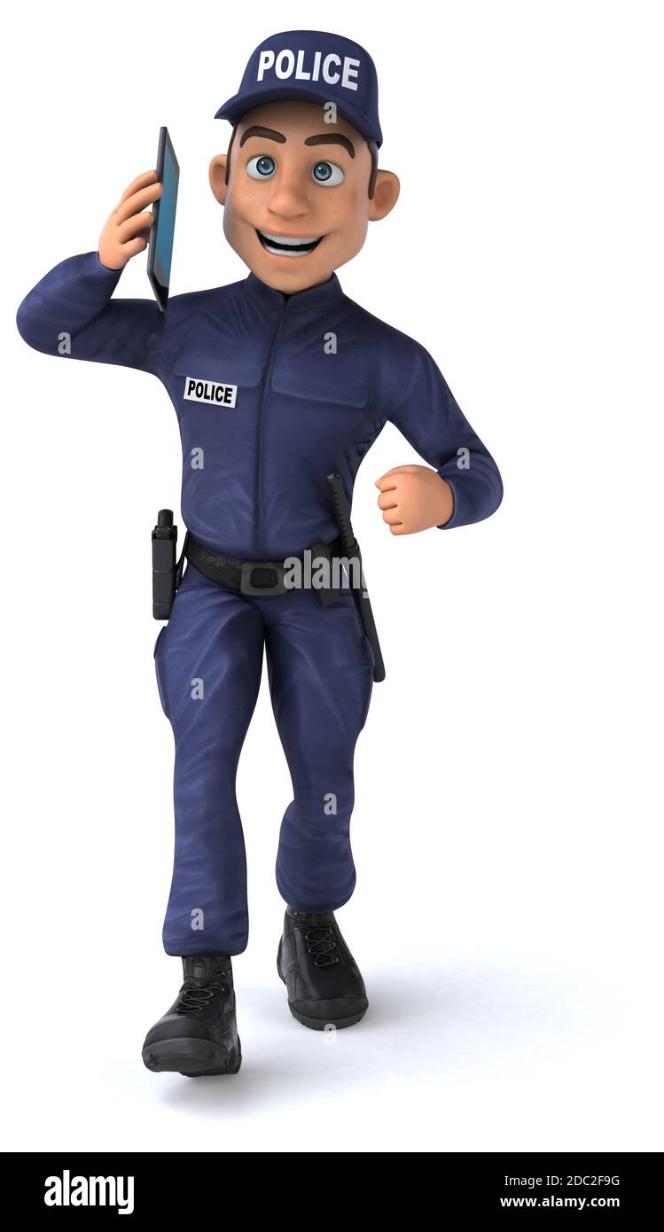 Fun 3D illustration of a cartoon Police Officer Stock Photo - Alamy