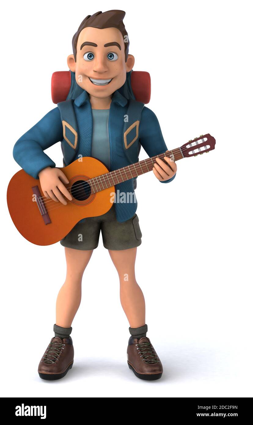 Fun illustration of a 3D cartoon backpacker Stock Photo - Alamy