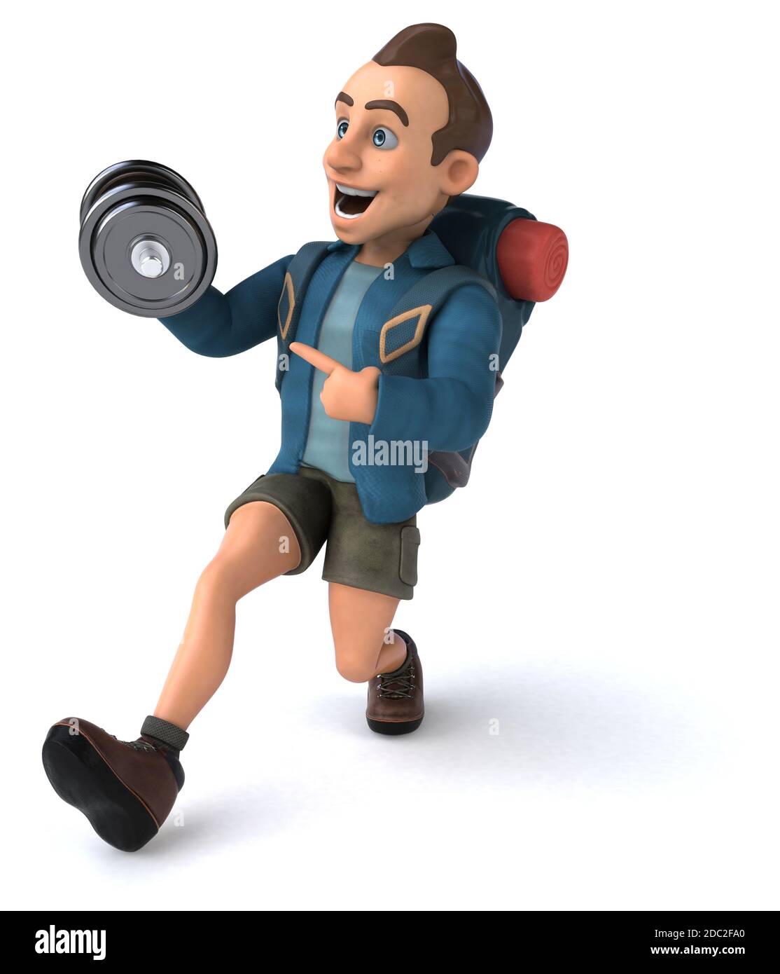 Fun illustration of a 3D cartoon backpacker Stock Photo - Alamy