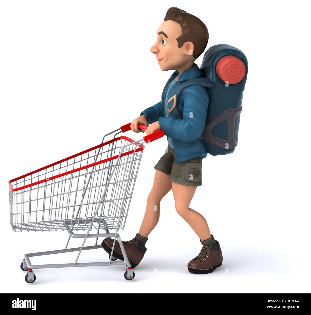 Fun illustration of a 3D cartoon backpacker Stock Photo - Alamy