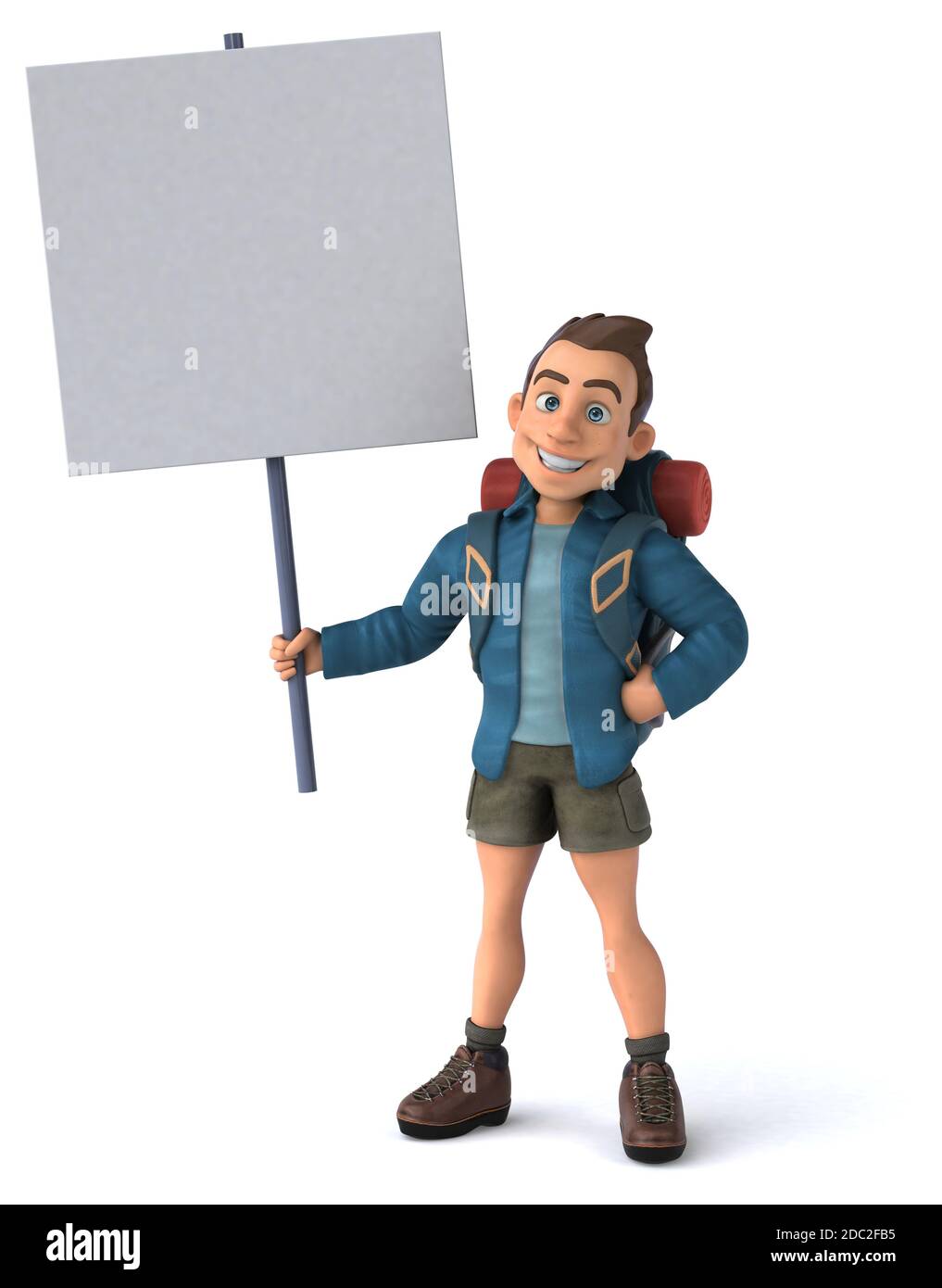 Fun illustration of a 3D cartoon backpacker Stock Photo - Alamy