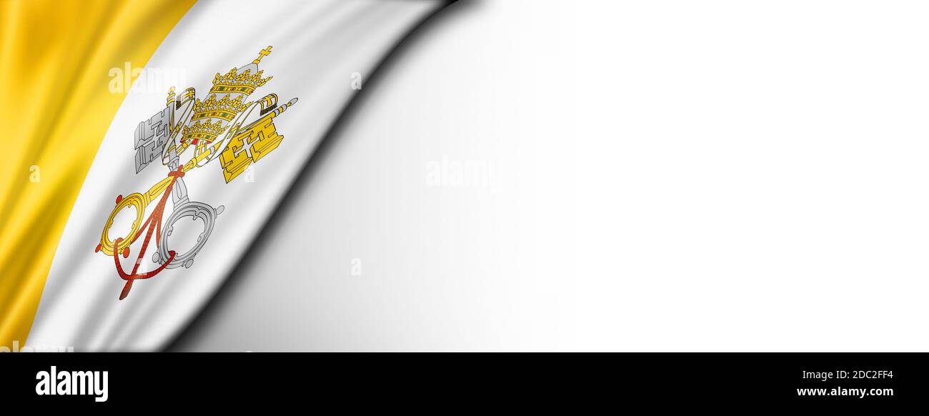 Vatican City flag isolated on white. Horizontal panoramic banner Stock ...