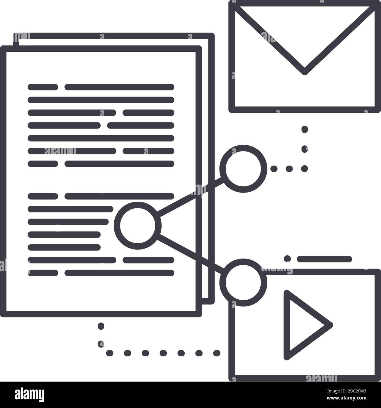 Content sharing image icon, linear isolated illustration, thin line ...