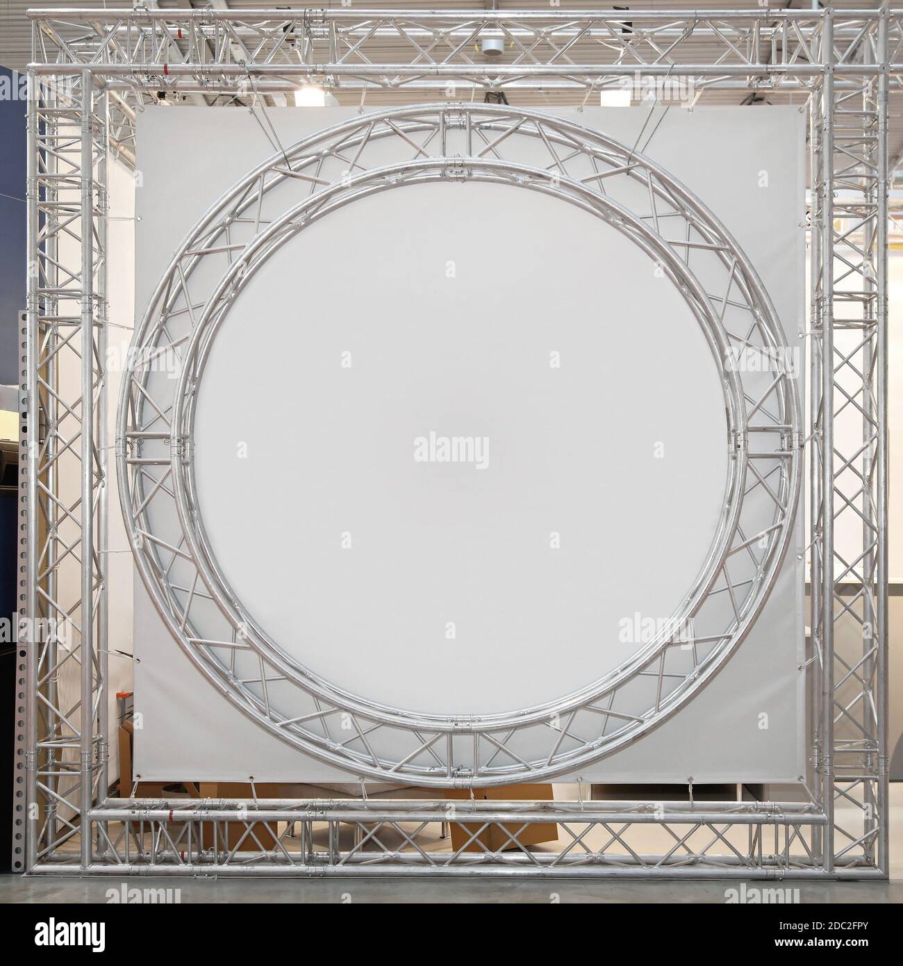 Round truss with empty space at stage Stock Photo - Alamy