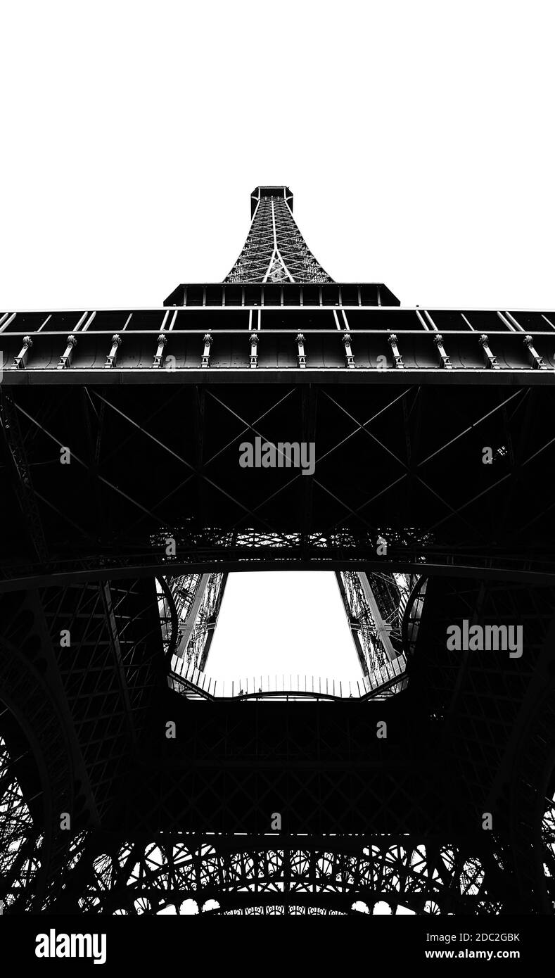Eiffel tower high contrast Black and White Stock Photos & Images - Alamy