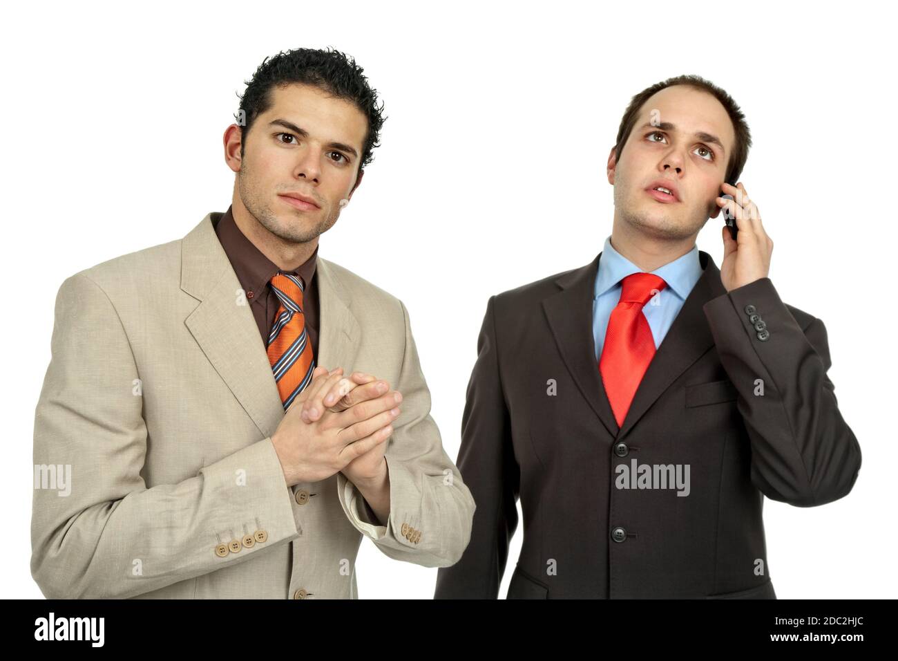 two young business men portrait on white Stock Photo - Alamy