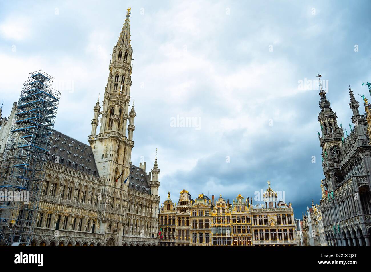Grand Place sight building at city central square view, moody skyline ...