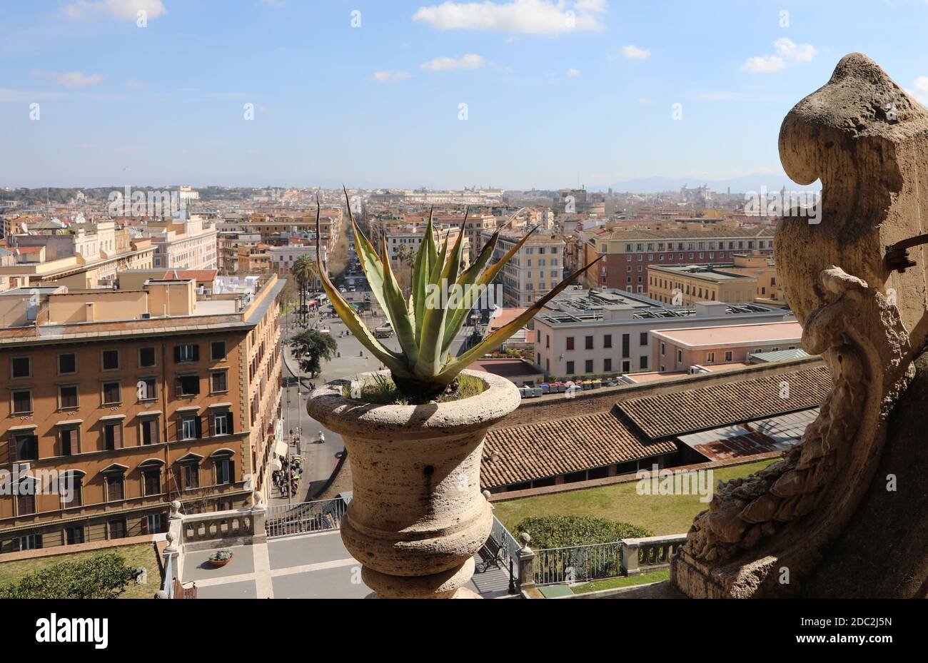 top view of the city of Rome with famous monuments and palaces from ...