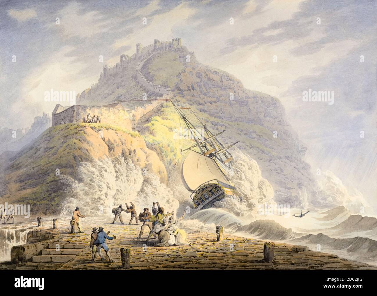 Scarborough: Shipwreck at the foot of the Castle Cliff, landscape ...