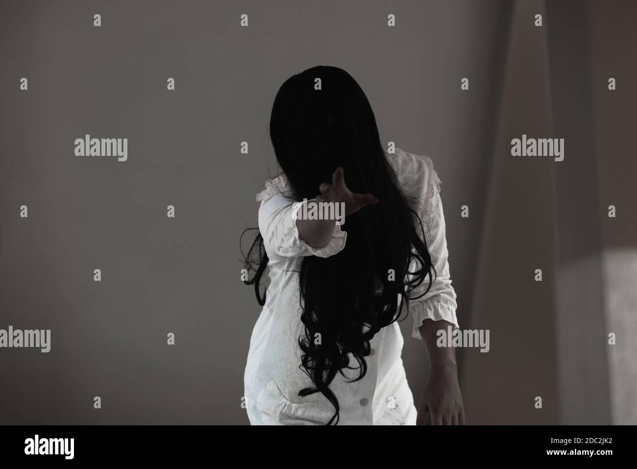 Girl zombie in blood. Asian Woman ghost with blood. Horror scary fear ...