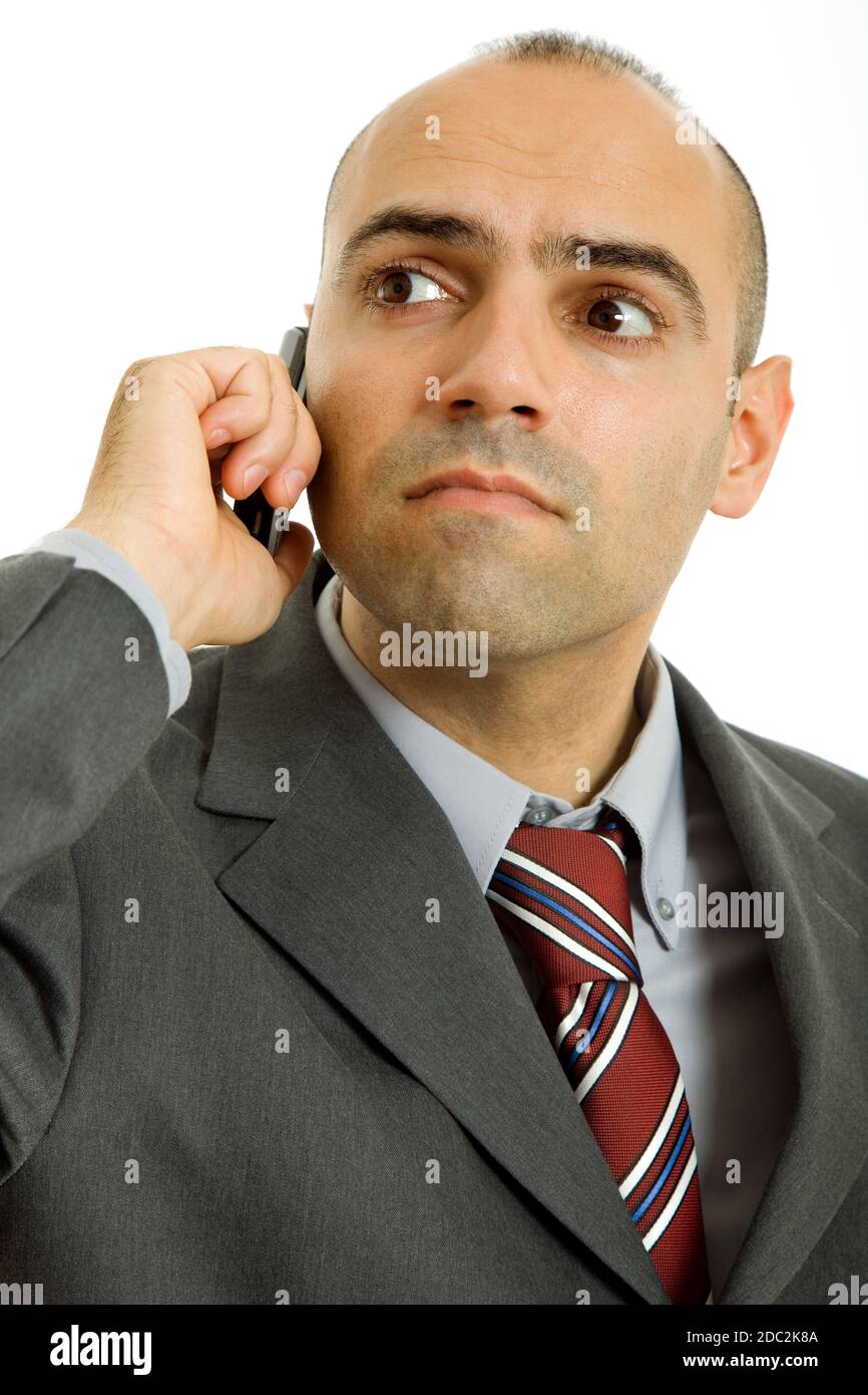 young business man on the phone, isolated Stock Photo - Alamy
