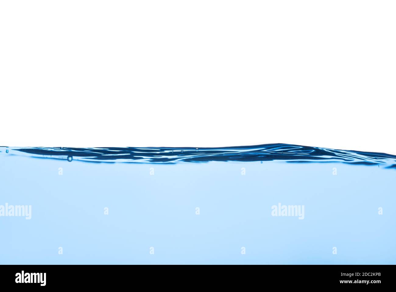 Abstract clean flow ripple surface on liquid. Light blue water wave with air bubbles and a ...