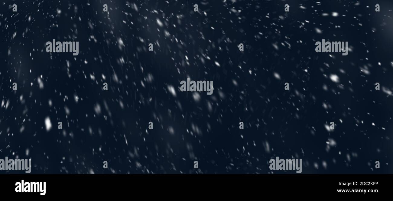 Heavy snowfall with real snowflakes on black background. Illustration ...