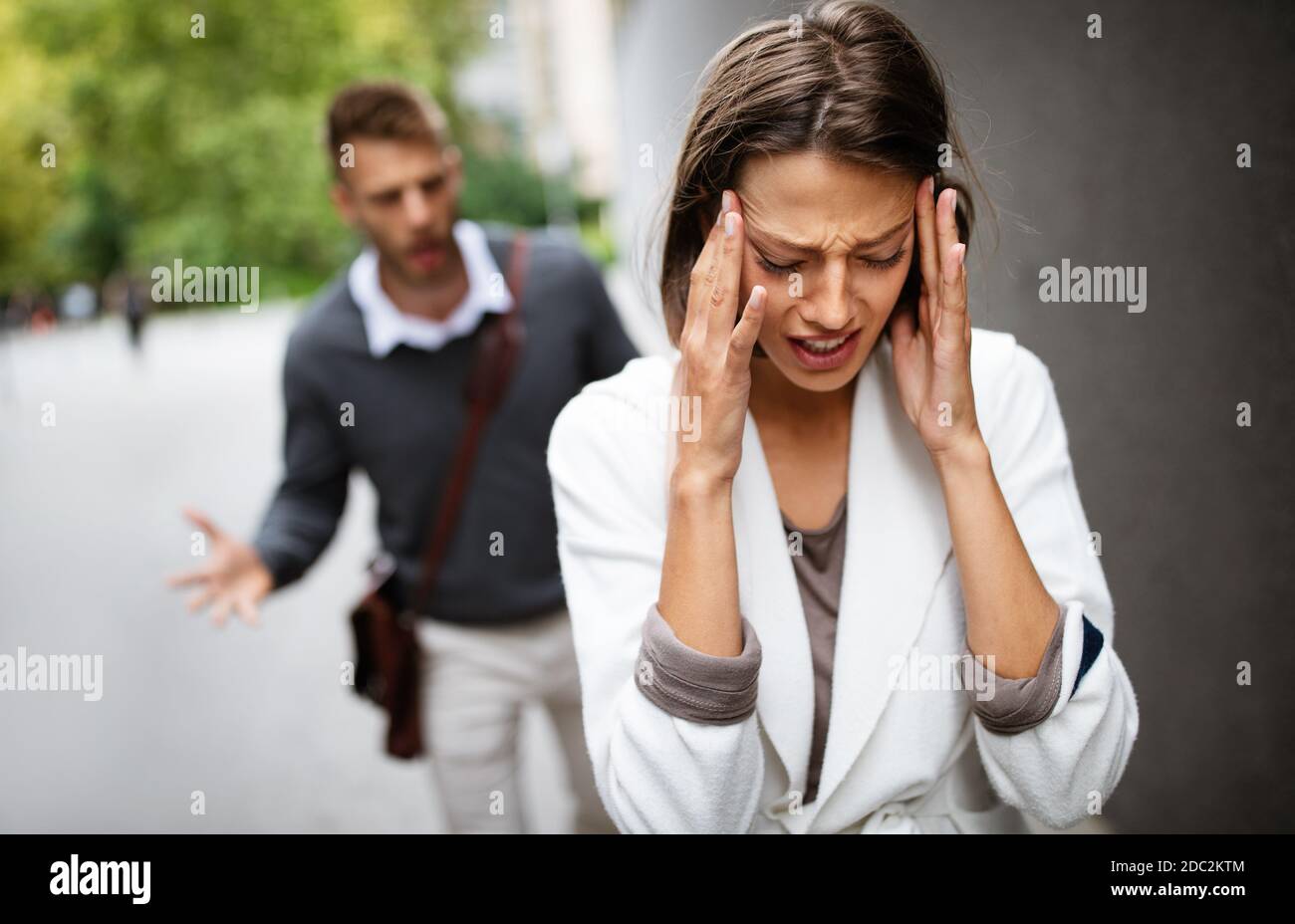 Woman sad man street hi-res stock photography and images - Alamy
