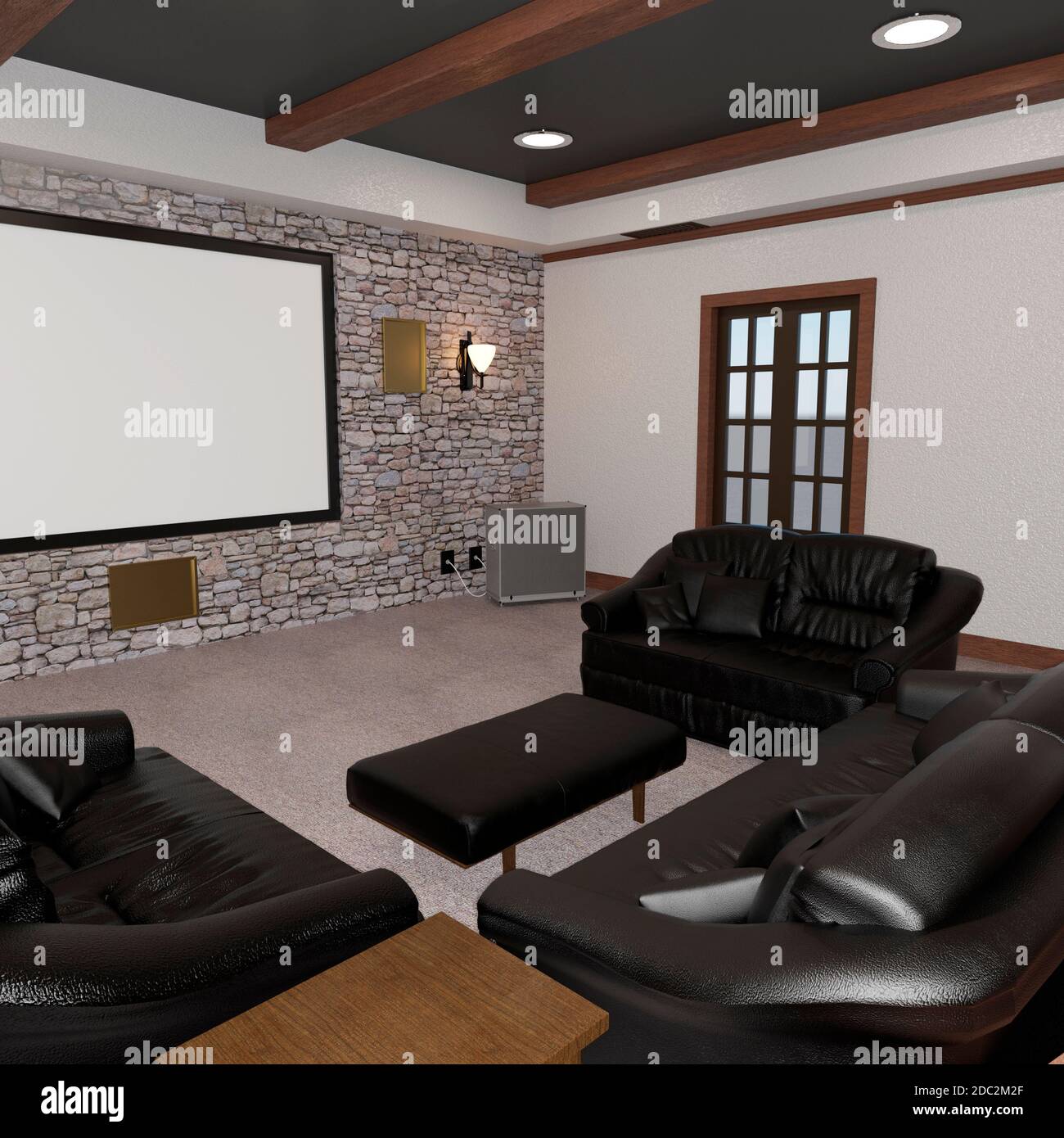 3D rendering of a home theatre interior Stock Photo - Alamy
