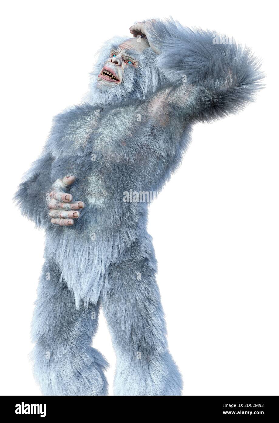 3D rendering of a fantasy creature yeti isolated on white background ...