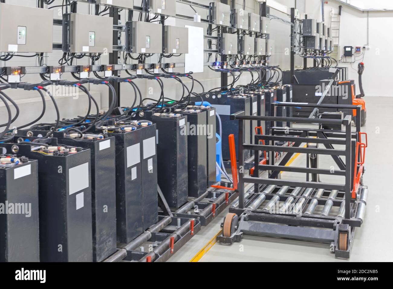 Cart for Handling Batteries at Chargin Station Stock Photo - Alamy