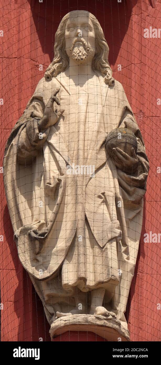 Christ the Saviour statue on the portal of the Marienkapelle in ...
