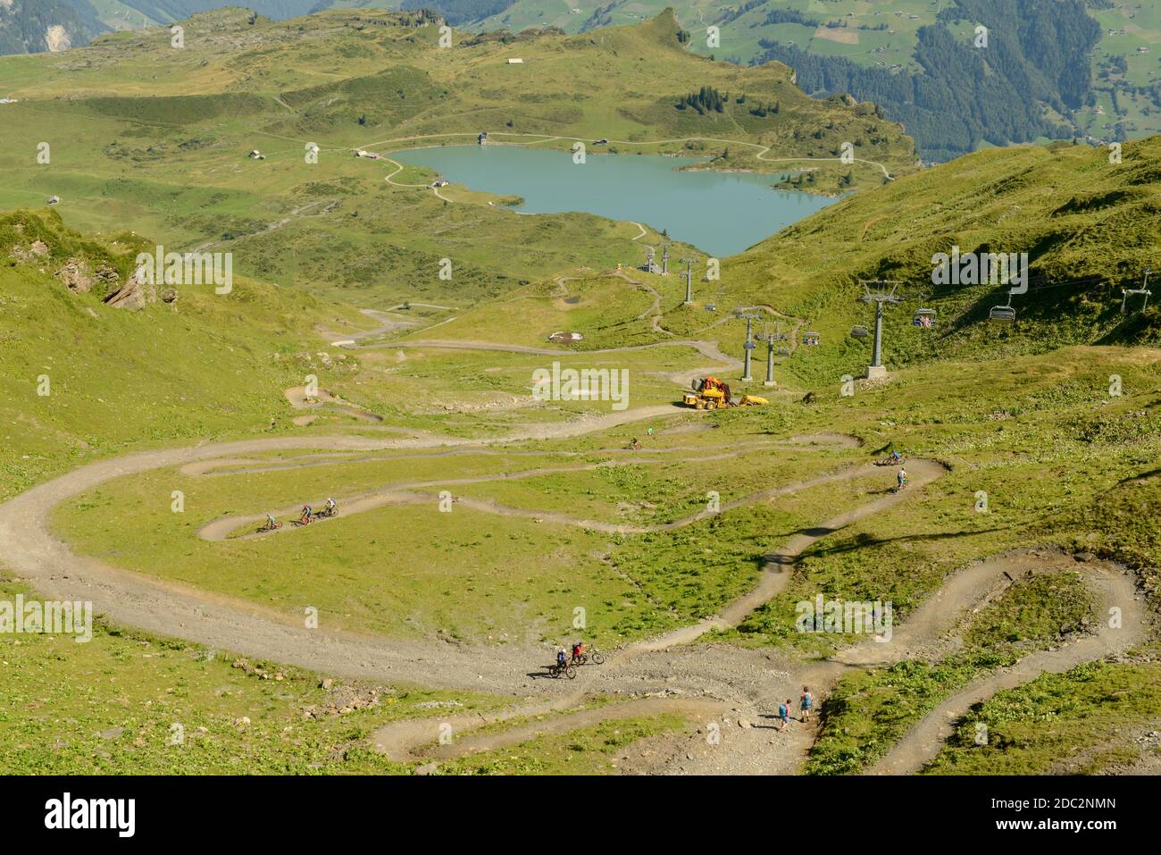 Jochpass, Switzerland - 4 august 2018: people on mountain bike going ...