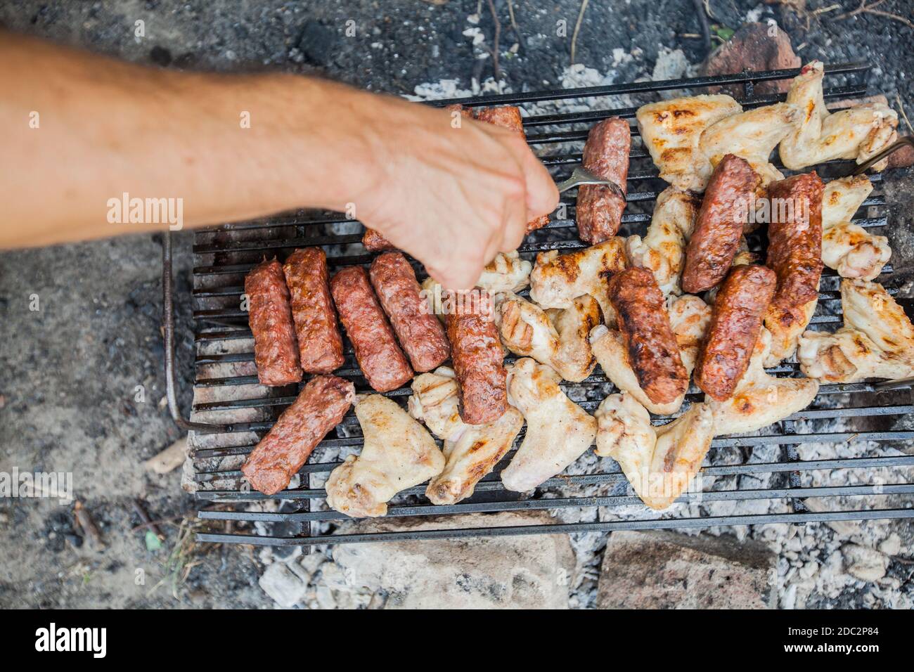 Grilled Meat , summer picnic , cooking food outdoor Stock Photo - Alamy