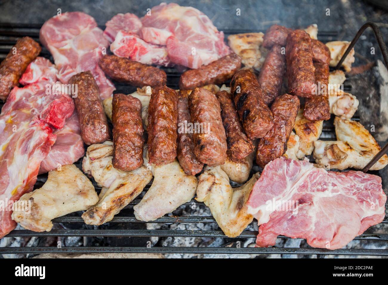 Grilled Meat , summer picnic , cooking food outdoor Stock Photo - Alamy