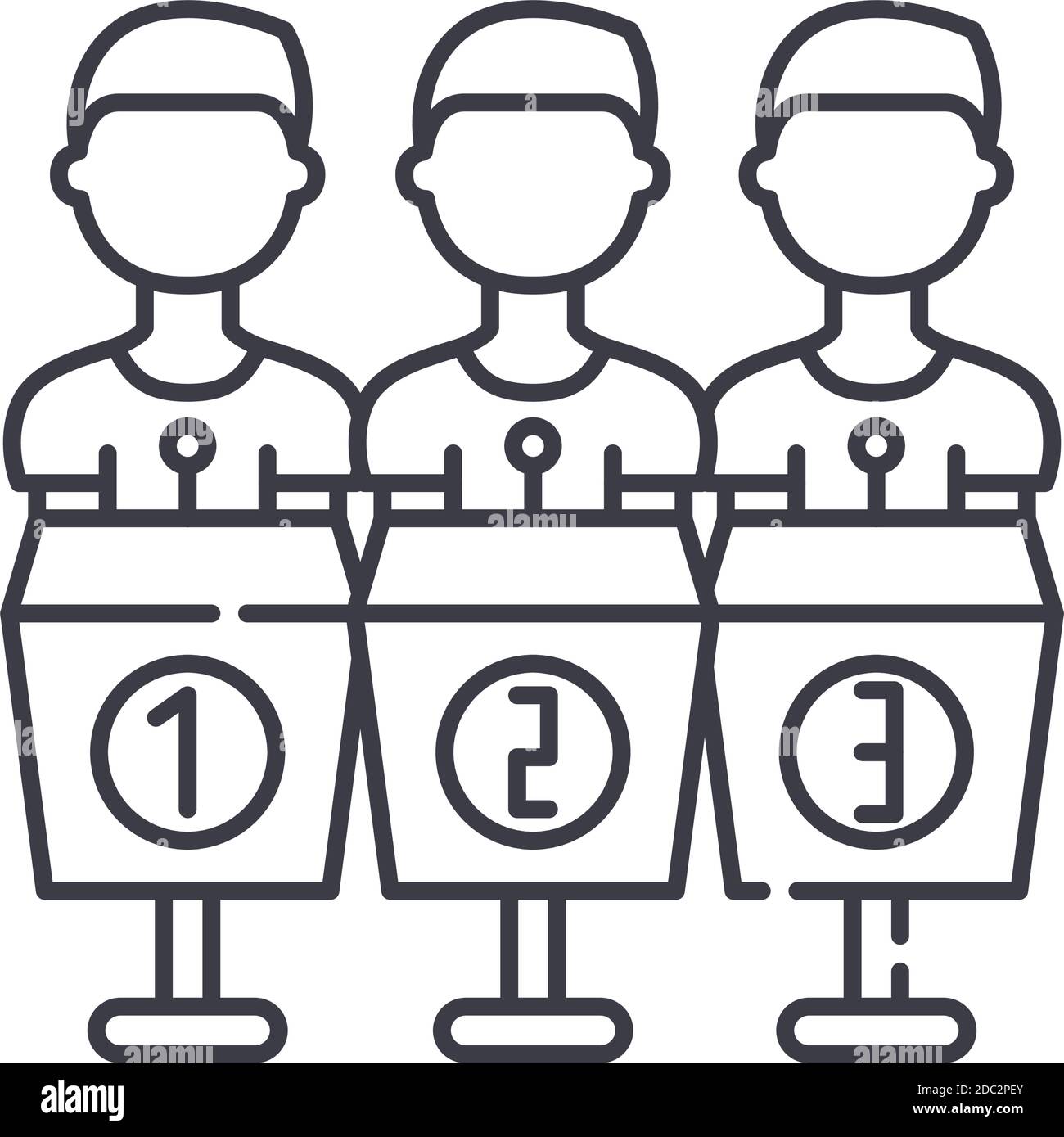Contestant icon, linear isolated illustration, thin line vector, web ...