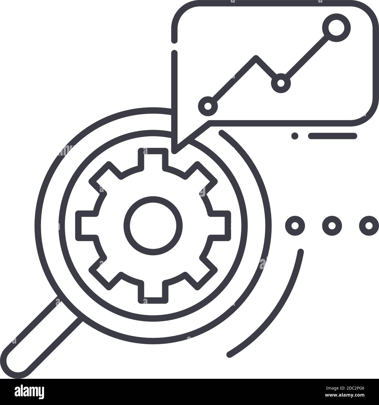 Computer diagnostics icon, linear isolated illustration, thin line ...