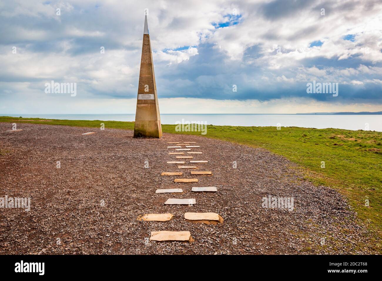 The Jurassic Coast Geoneedle obelisk at Orcombe Point, Devon, England ...