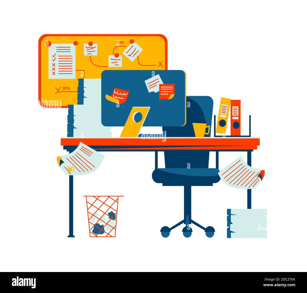 Office interior isolated on white background cartoon vector ...