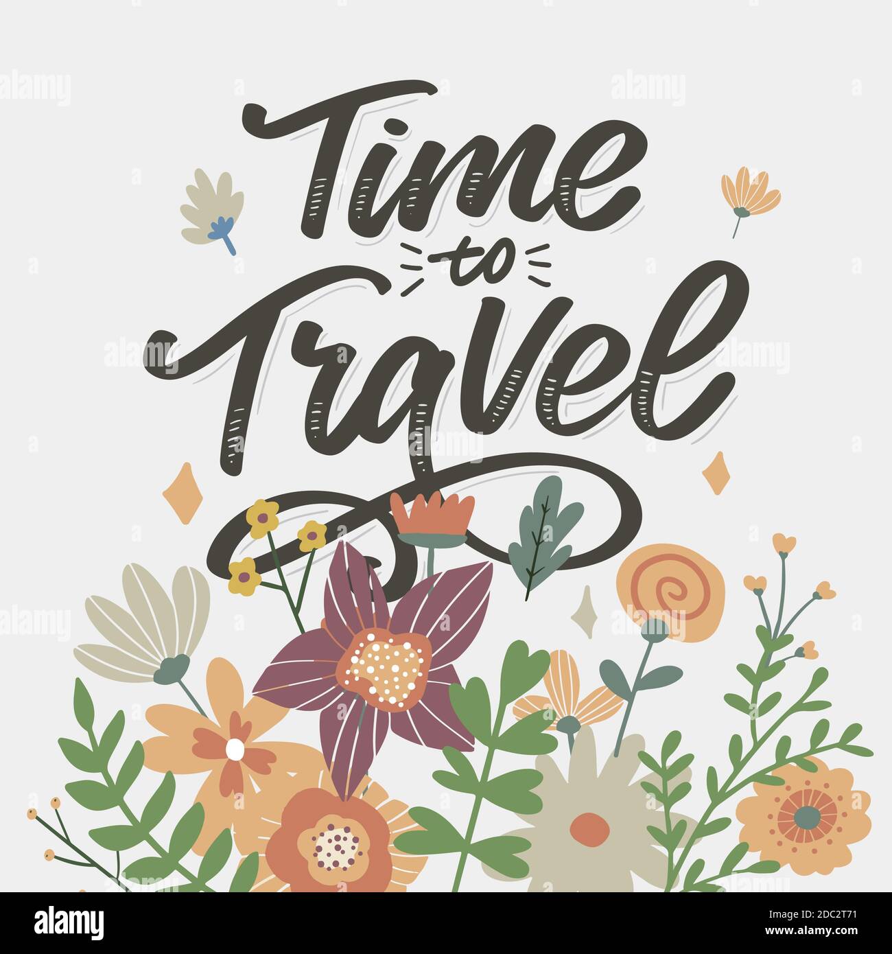 Calligraphic Writing It's Travel Time . vector illustration Stock ...