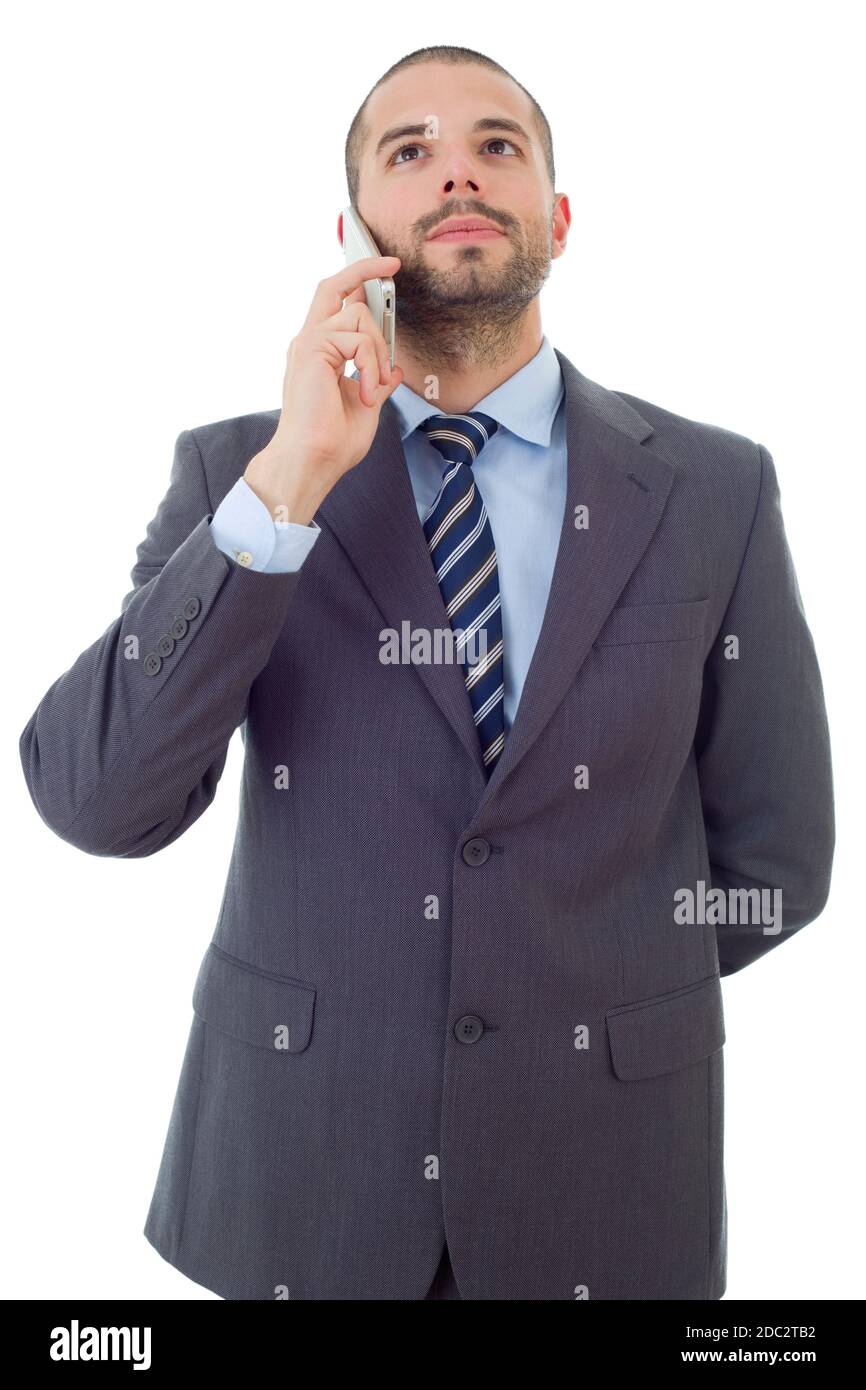 happy business man on the phone, isolated Stock Photo - Alamy