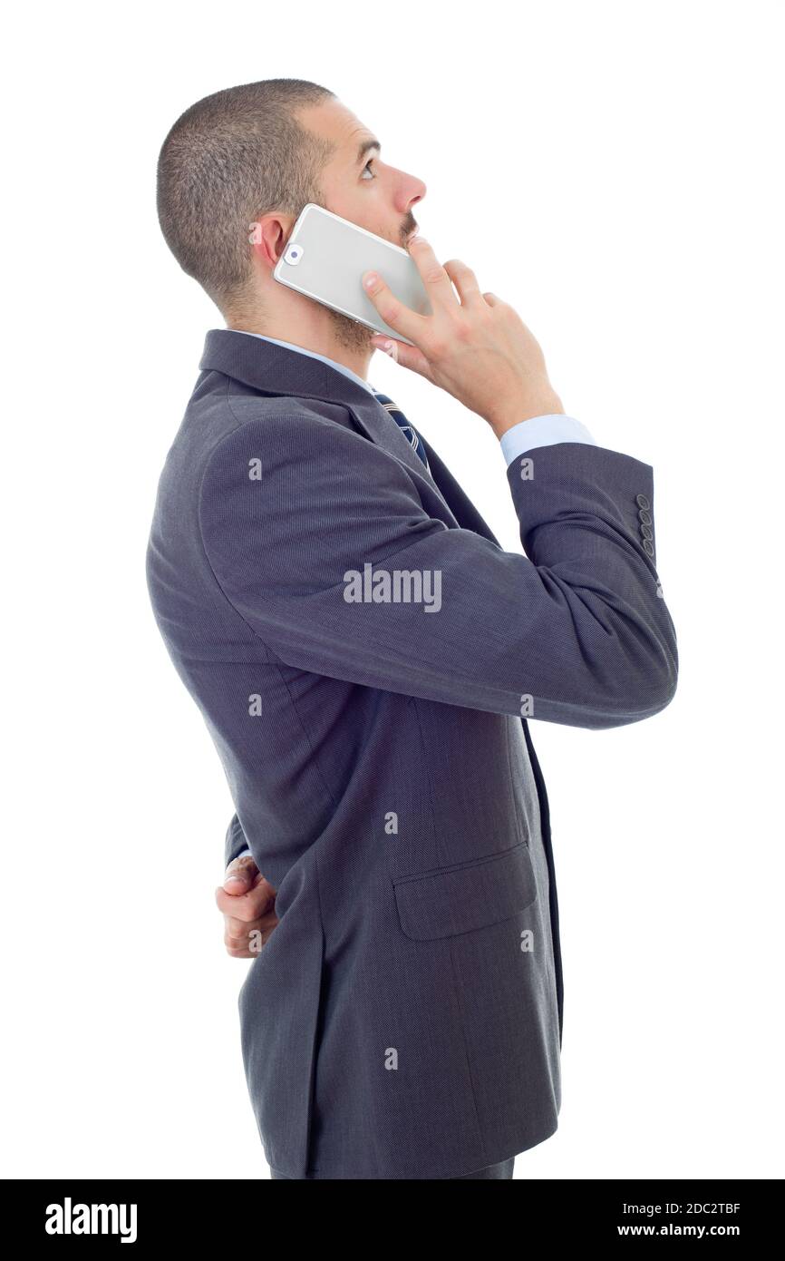 worried business man on the phone, isolated Stock Photo - Alamy