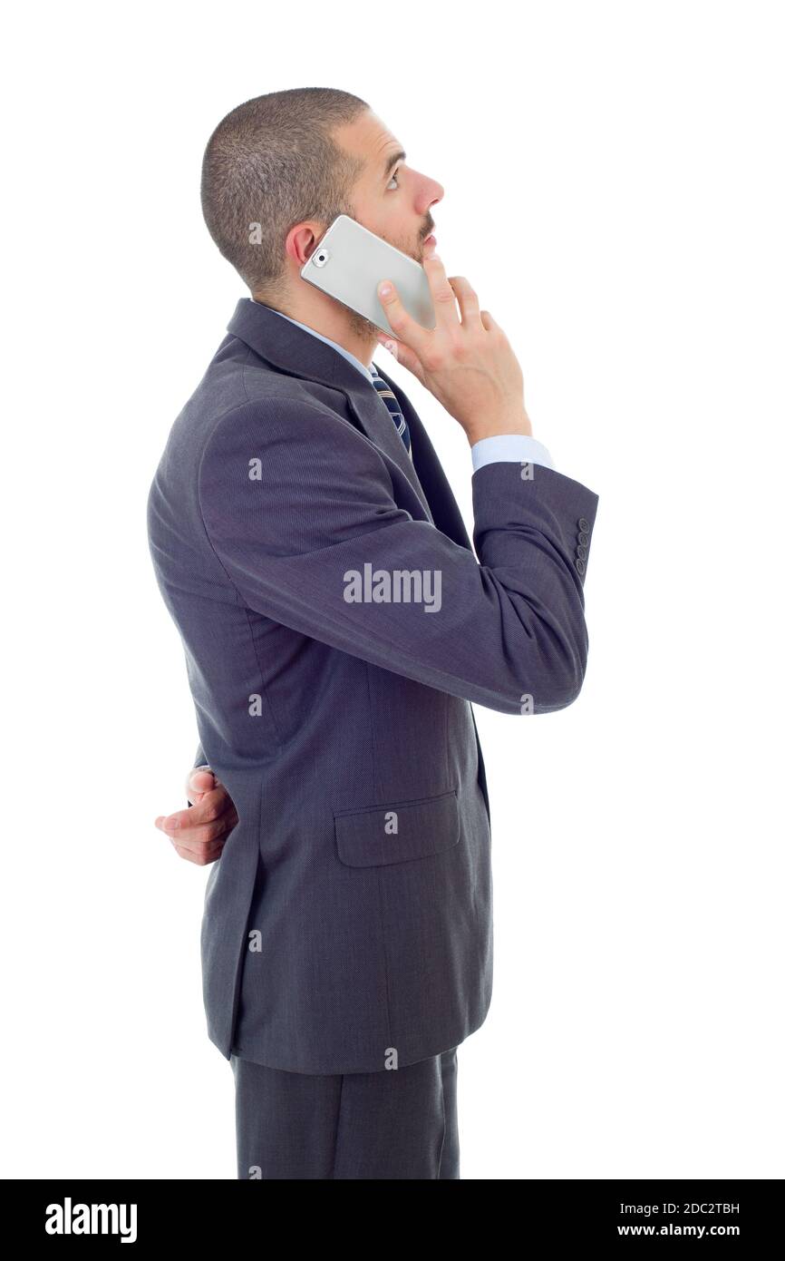 worried business man on the phone, isolated Stock Photo - Alamy
