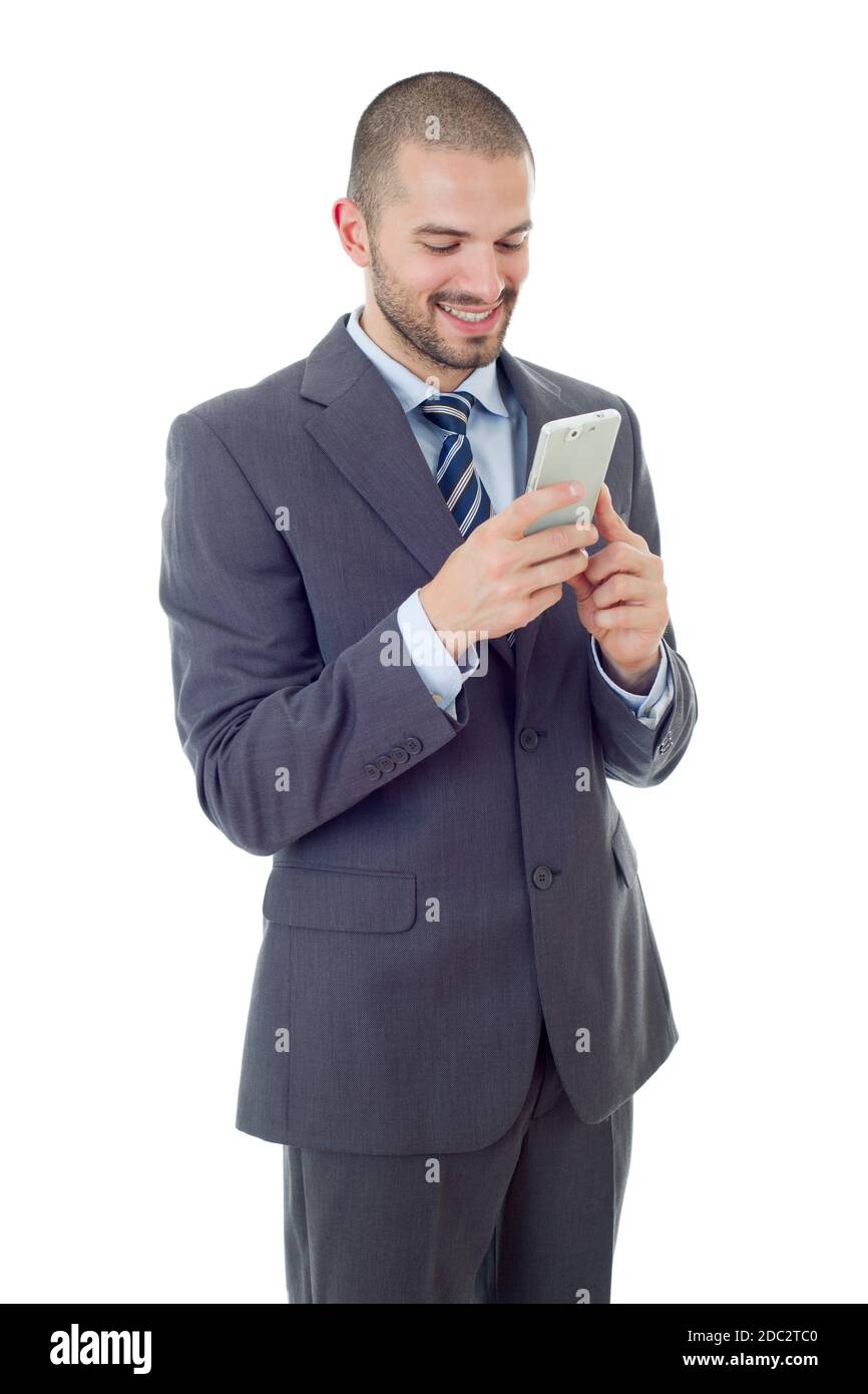 happy business man on the phone, isolated Stock Photo - Alamy