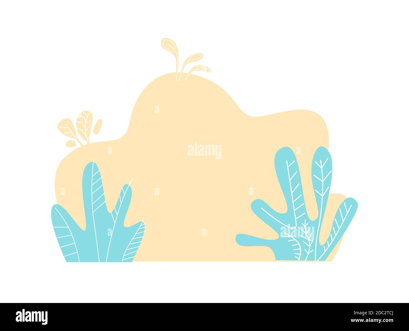 Abstract bush or plant with green yellow foliage isolated white ...