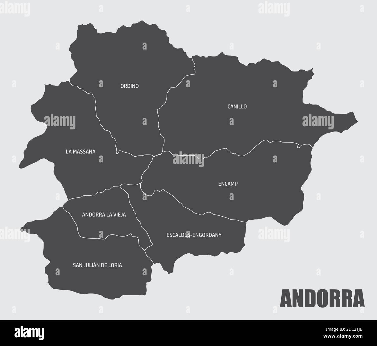 Andorra administrative map Stock Vector Image & Art - Alamy