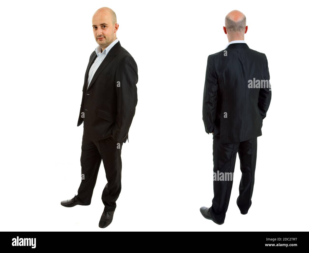 front and back view of young business man isolated on white background ...