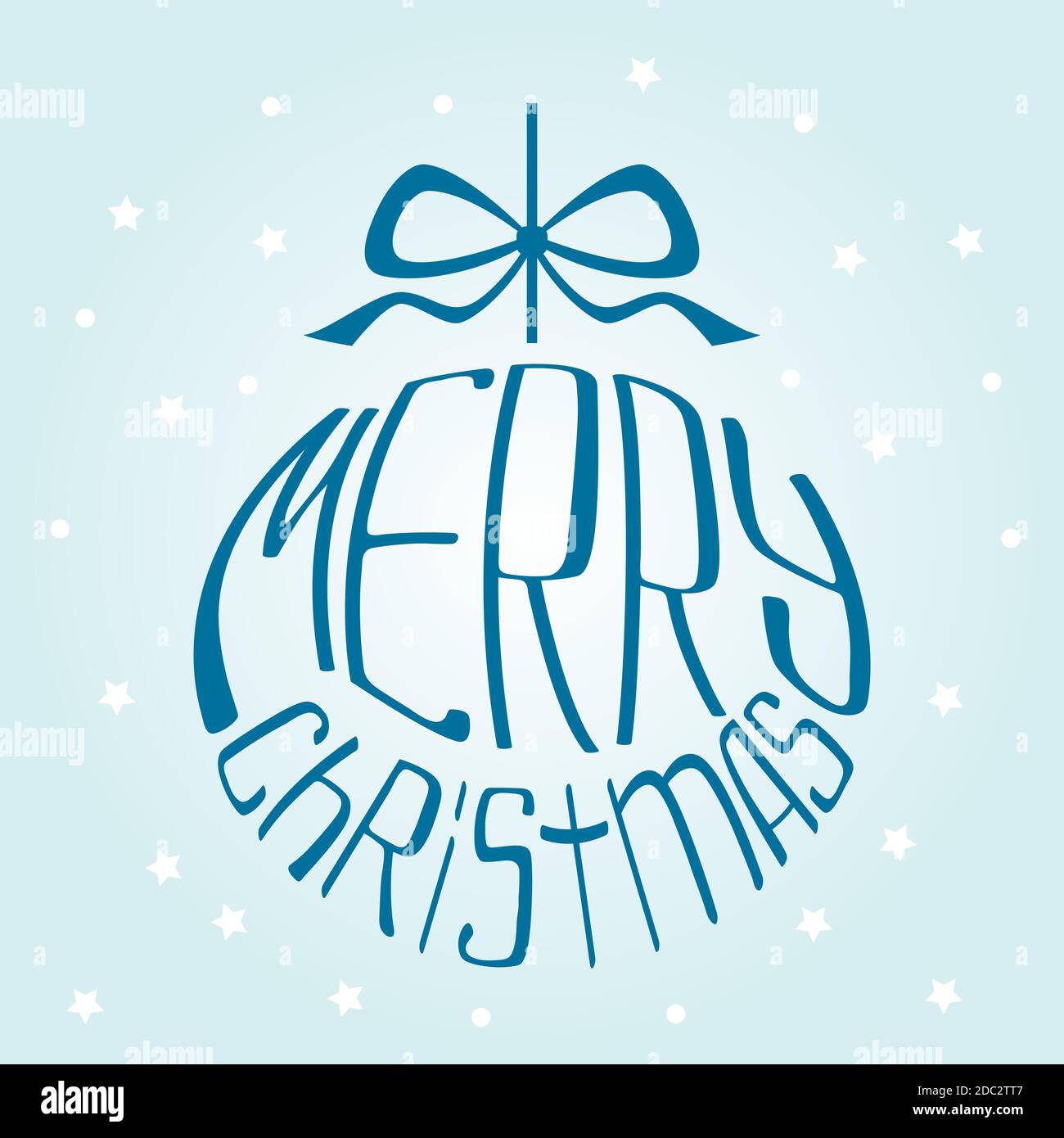 Merry Christmas. Hand lettering round shape with ribbon Stock Vector ...