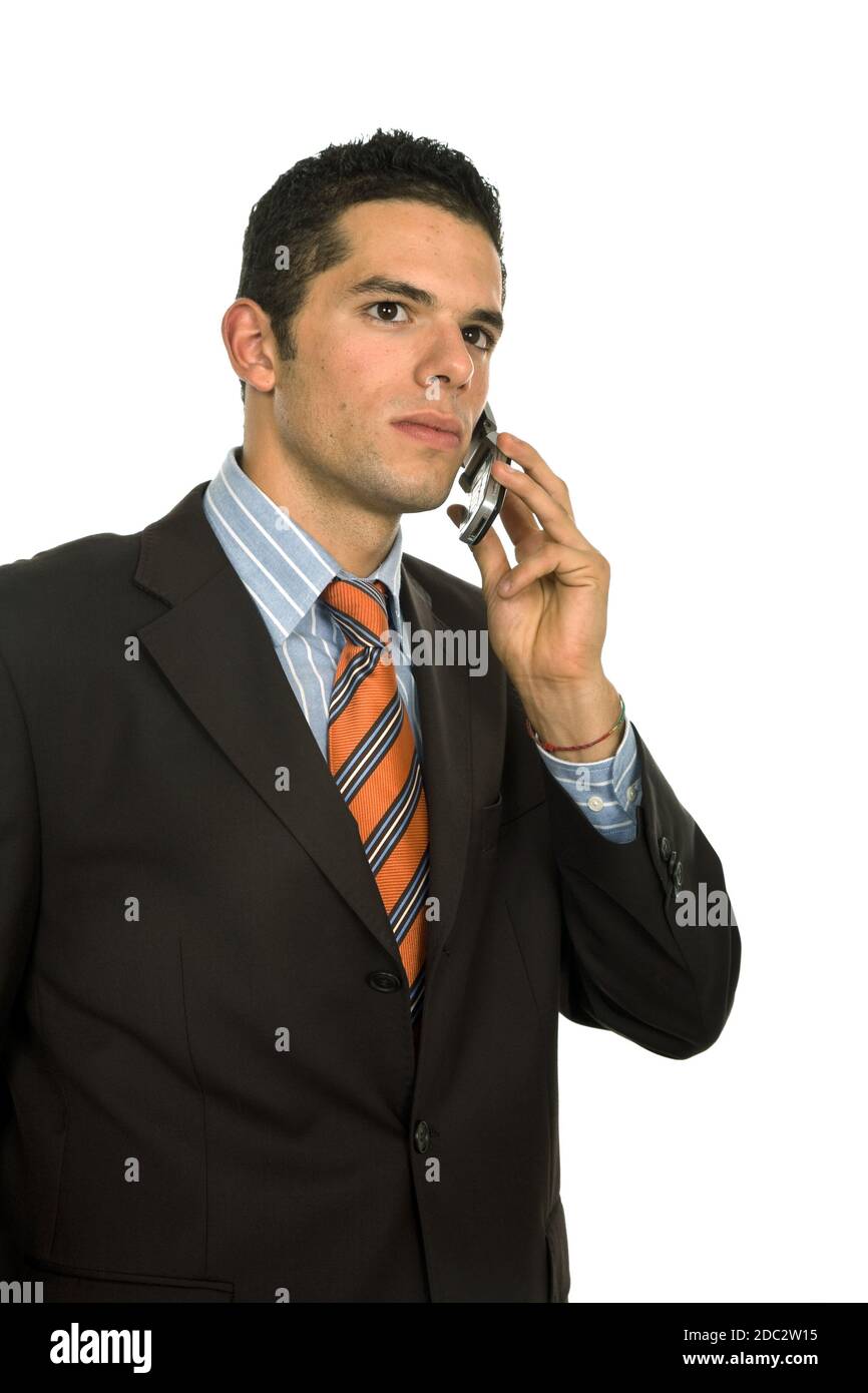 young business man on the phone, isolated Stock Photo - Alamy