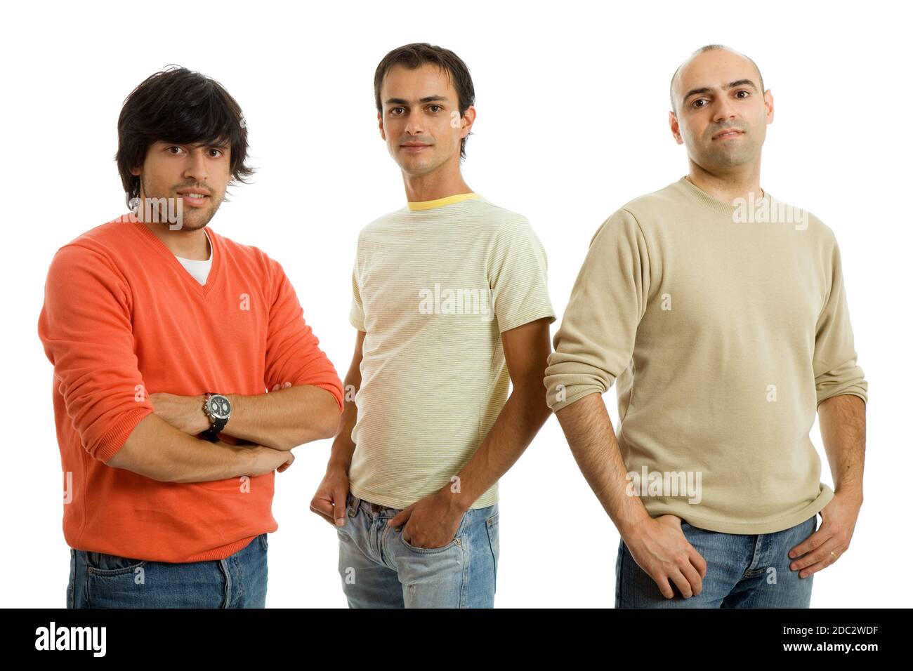 three casual men isolated on white background Stock Photo - Alamy