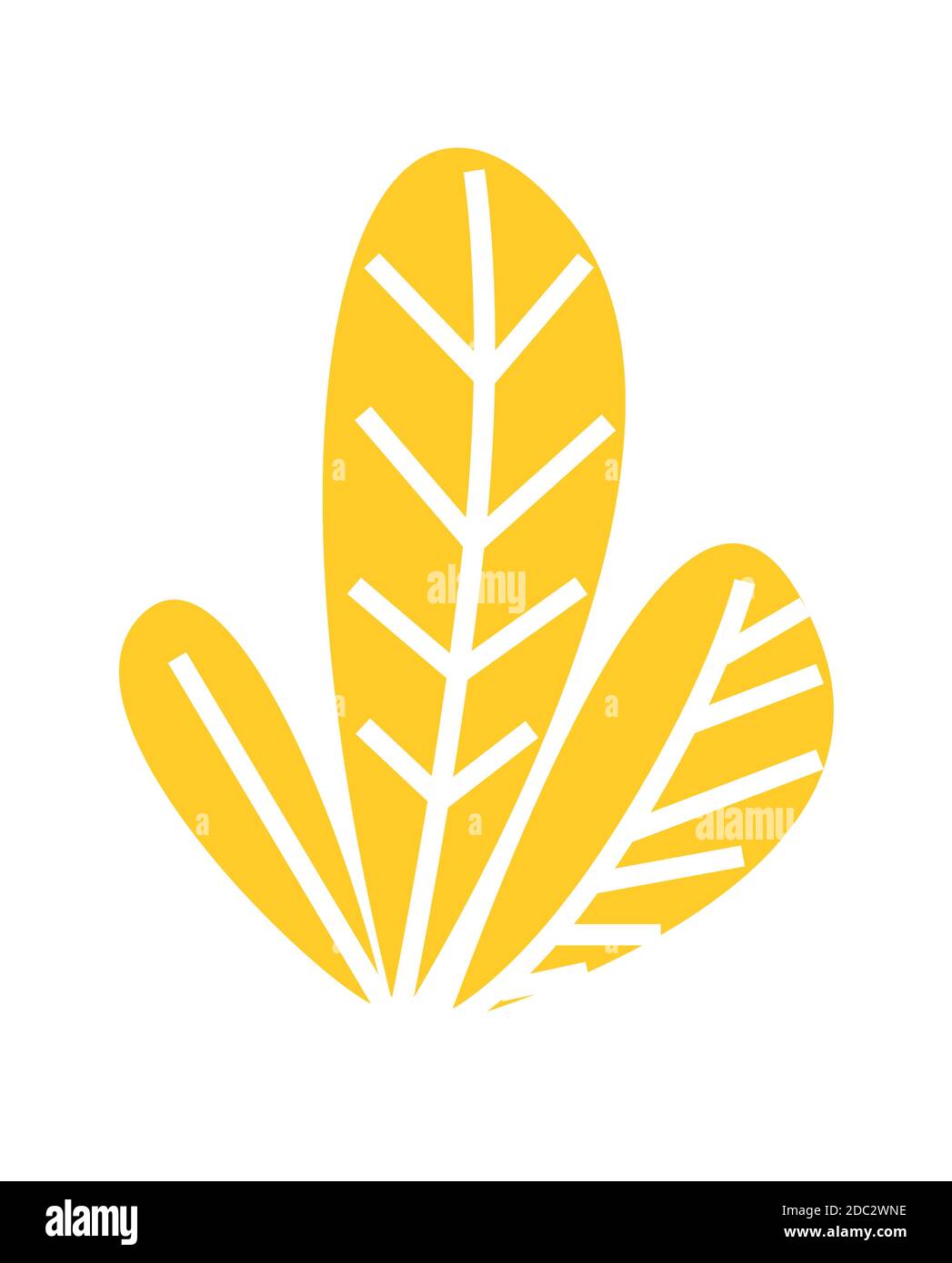 Abstract bush or plant with yellow foliage isolated white background ...