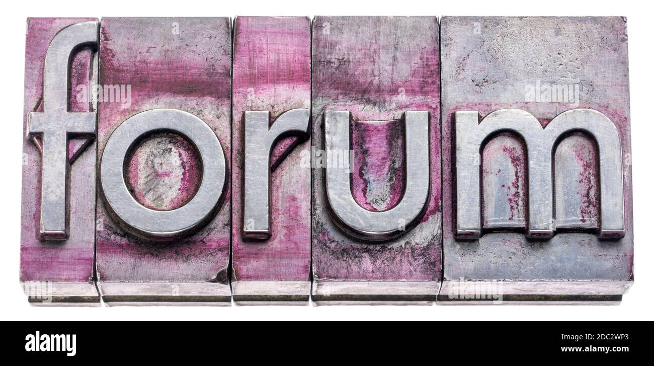 forum - isolated word abstract in gritty vintage letterpress metal ...