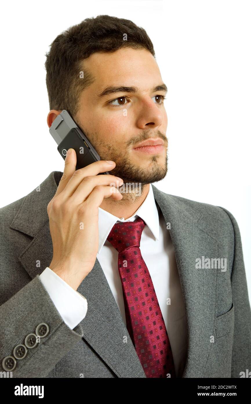 young business man on the phone, isolated Stock Photo - Alamy