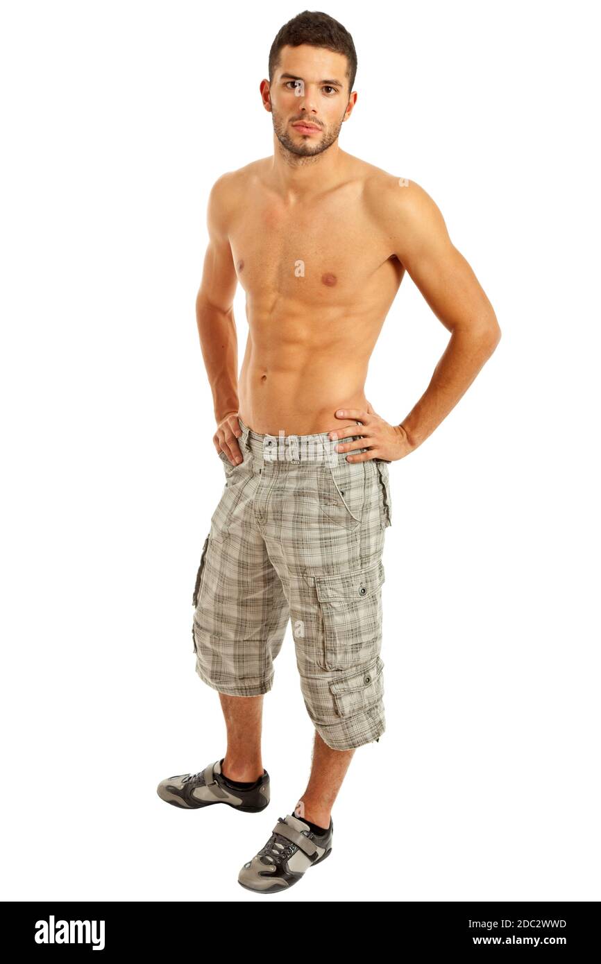 young casual man full body in a white background Stock Photo - Alamy