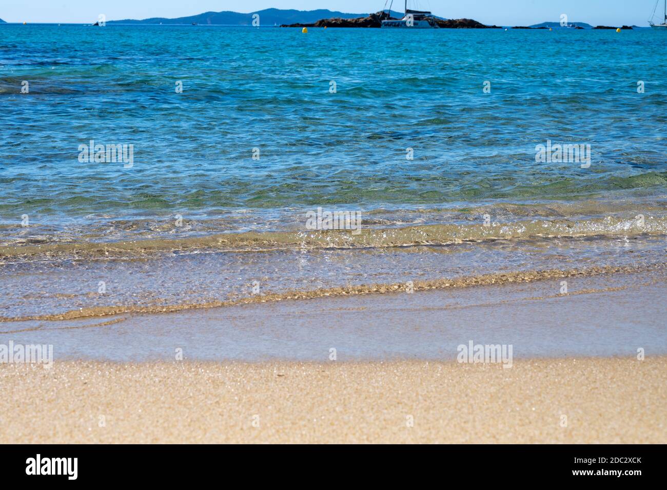 Summer vacation on French Riviera, crystal clear azure blue water of ...