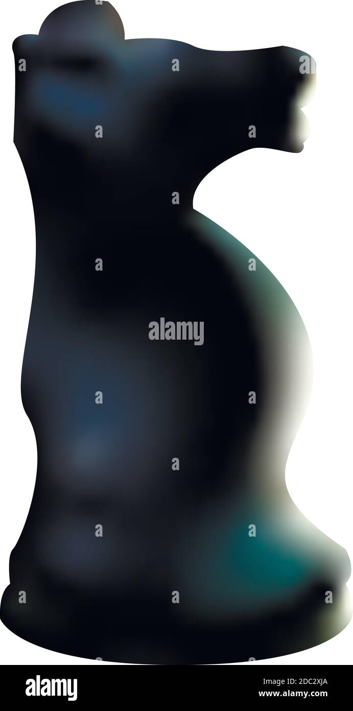 3d black wooden knight, piece, icon, chess figure, isolated on white ...