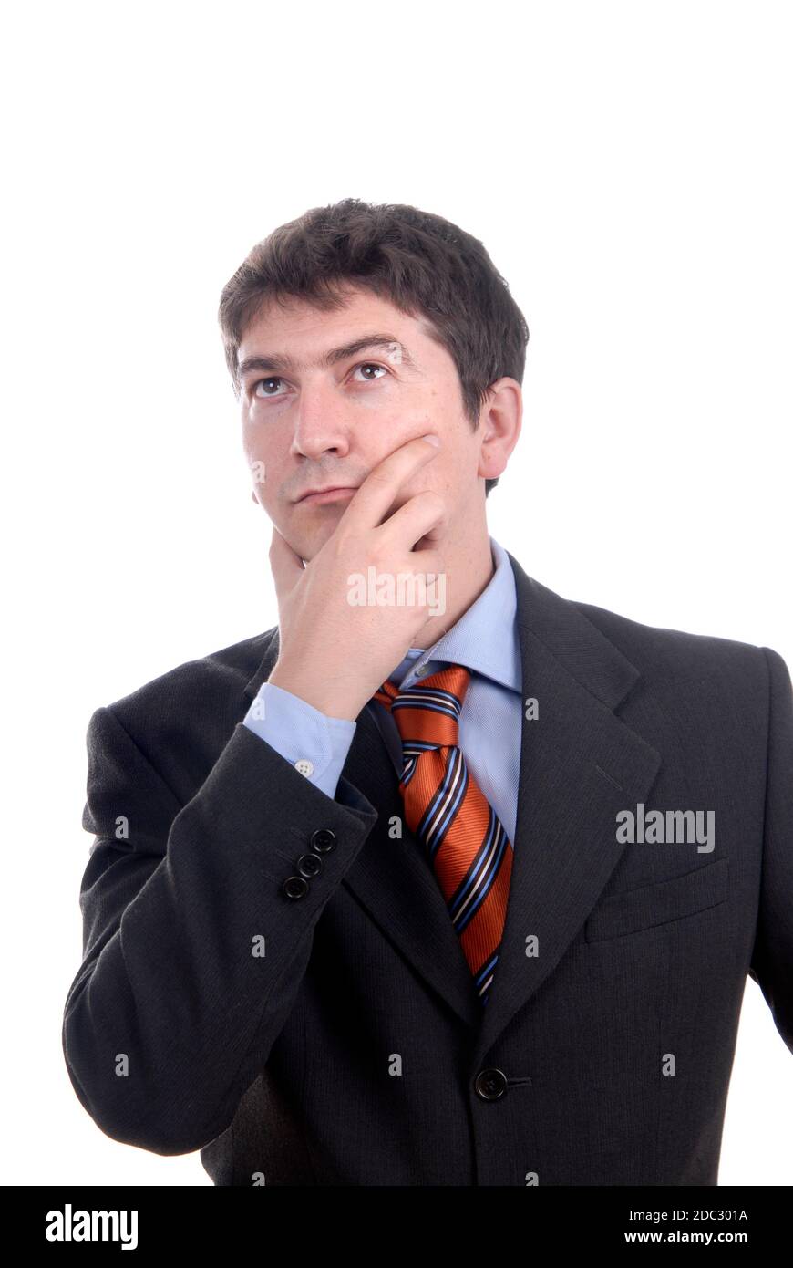 young business man thinking in a white background Stock Photo - Alamy