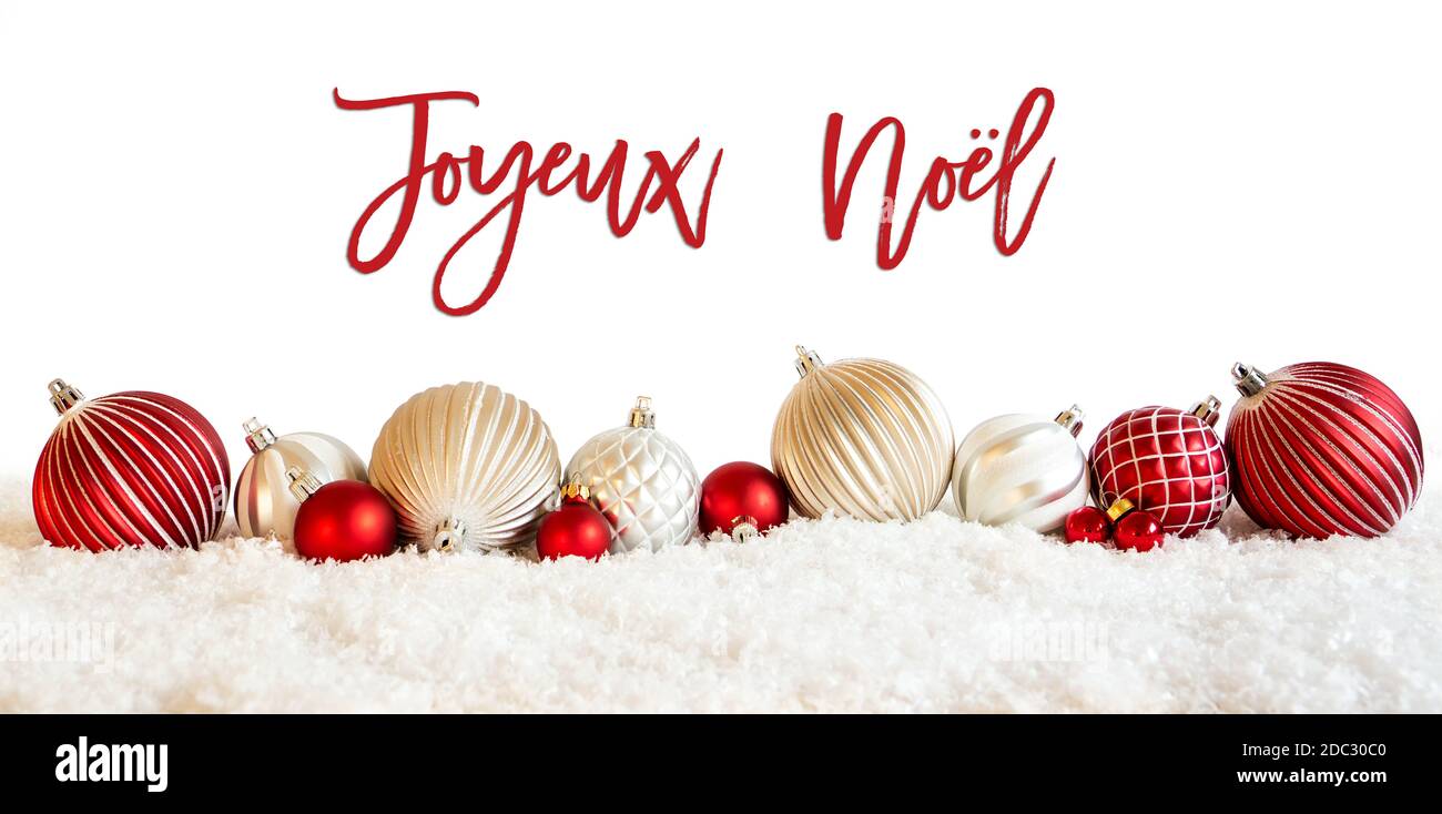 French Calligraphy Joyeux Noel Means Merry Christmas On Isolated White ...