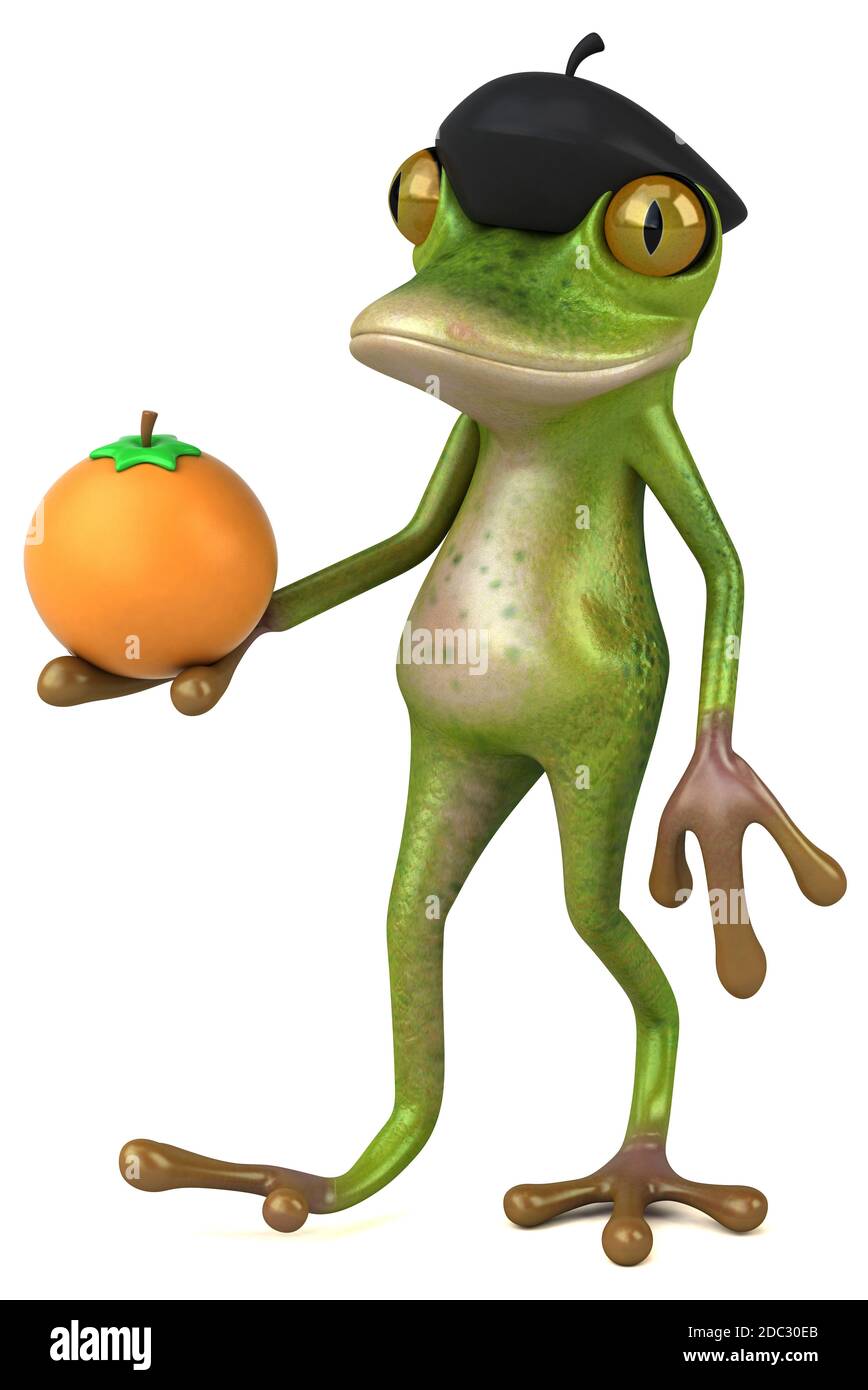 Fun french frog - 3D Illustration Stock Photo - Alamy