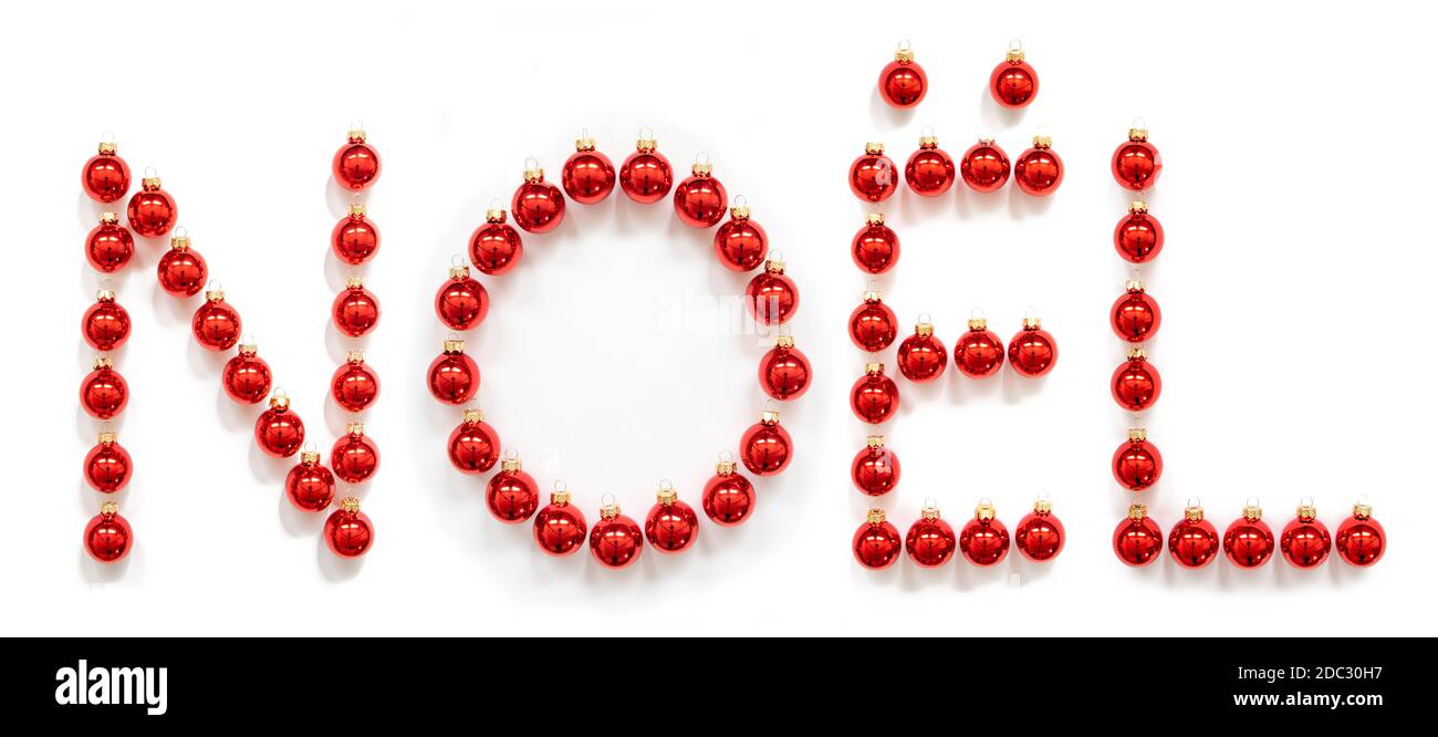 Red Christmas Ball Ornament Building French Word Noel Means Christmas ...